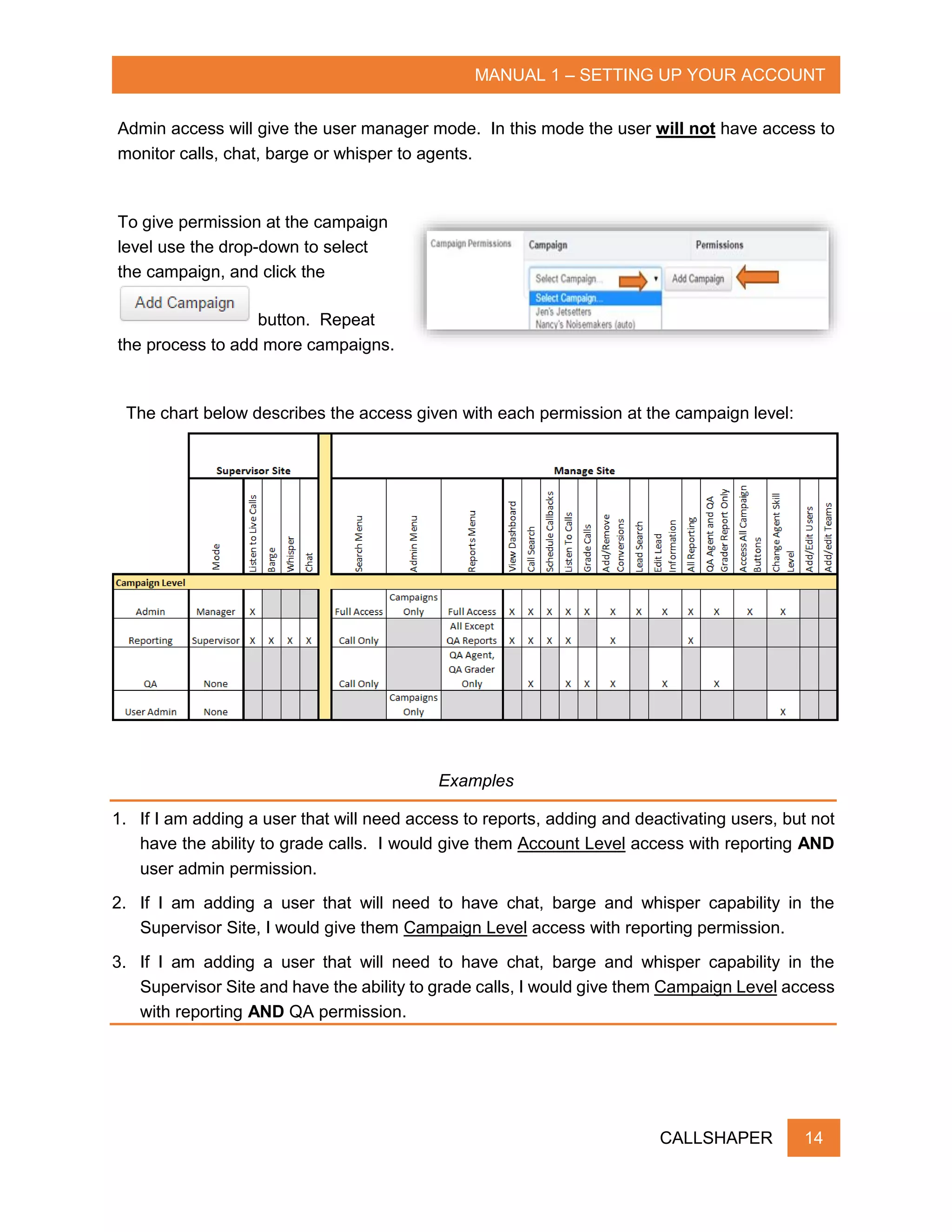 CallShaper Outbound Software Manual 1 - Setting Up your Account | PDF