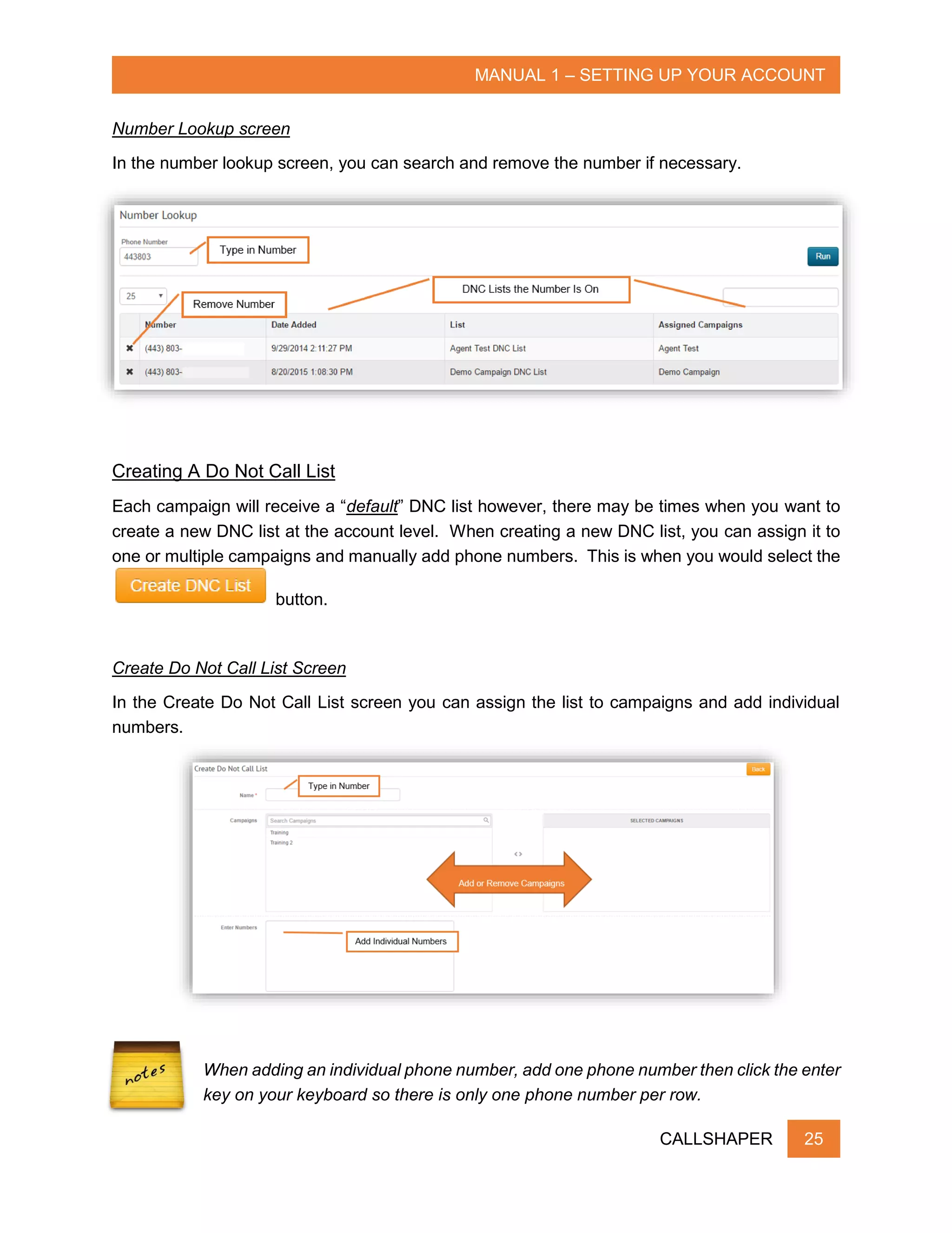 CallShaper Outbound Software Manual 1 - Setting Up your Account | PDF