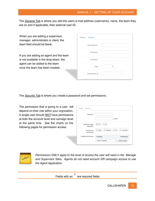 CallShaper Outbound Software Manual 1 - Setting Up your Account | PDF