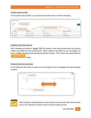 CallShaper Outbound Software Manual 1 - Setting Up your Account | PDF