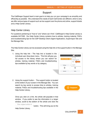 CallShaper Outbound Software Manual 1 - Setting Up your Account | PDF