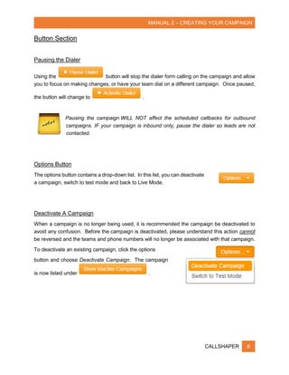 CallShaper Outbound Software Manual 2 - Creating a Campaign | PDF