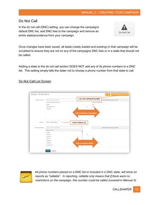 CallShaper Outbound Software Manual 2 - Creating a Campaign | PDF