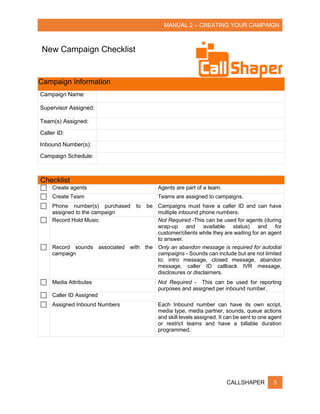 CallShaper Outbound Software Manual 2 - Creating a Campaign | PDF