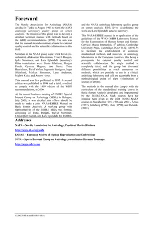 Manual on Basic Semen Analysis | PDF