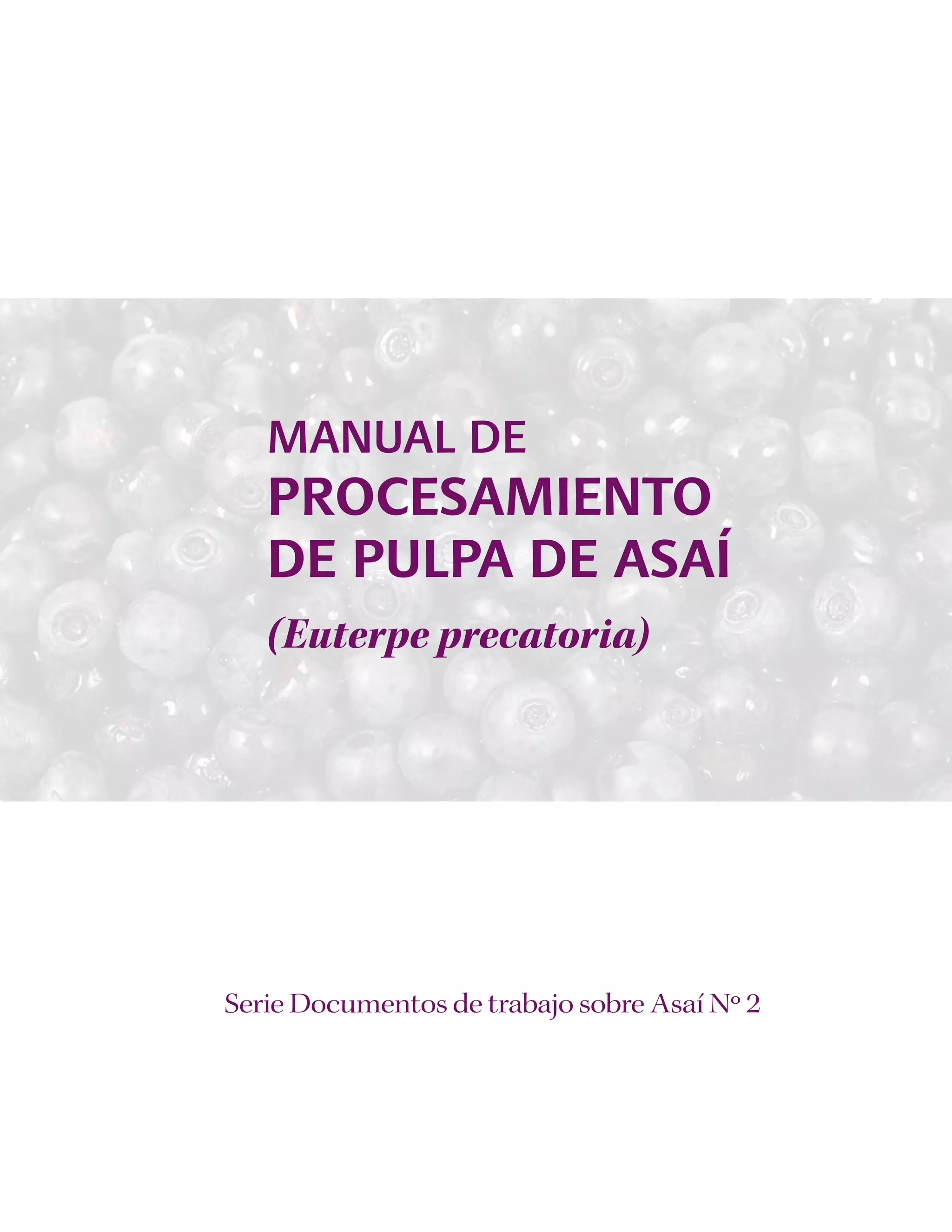 Manual de procesamiento de pulpa de asaí (Euterpe precatoria) | PDF ...