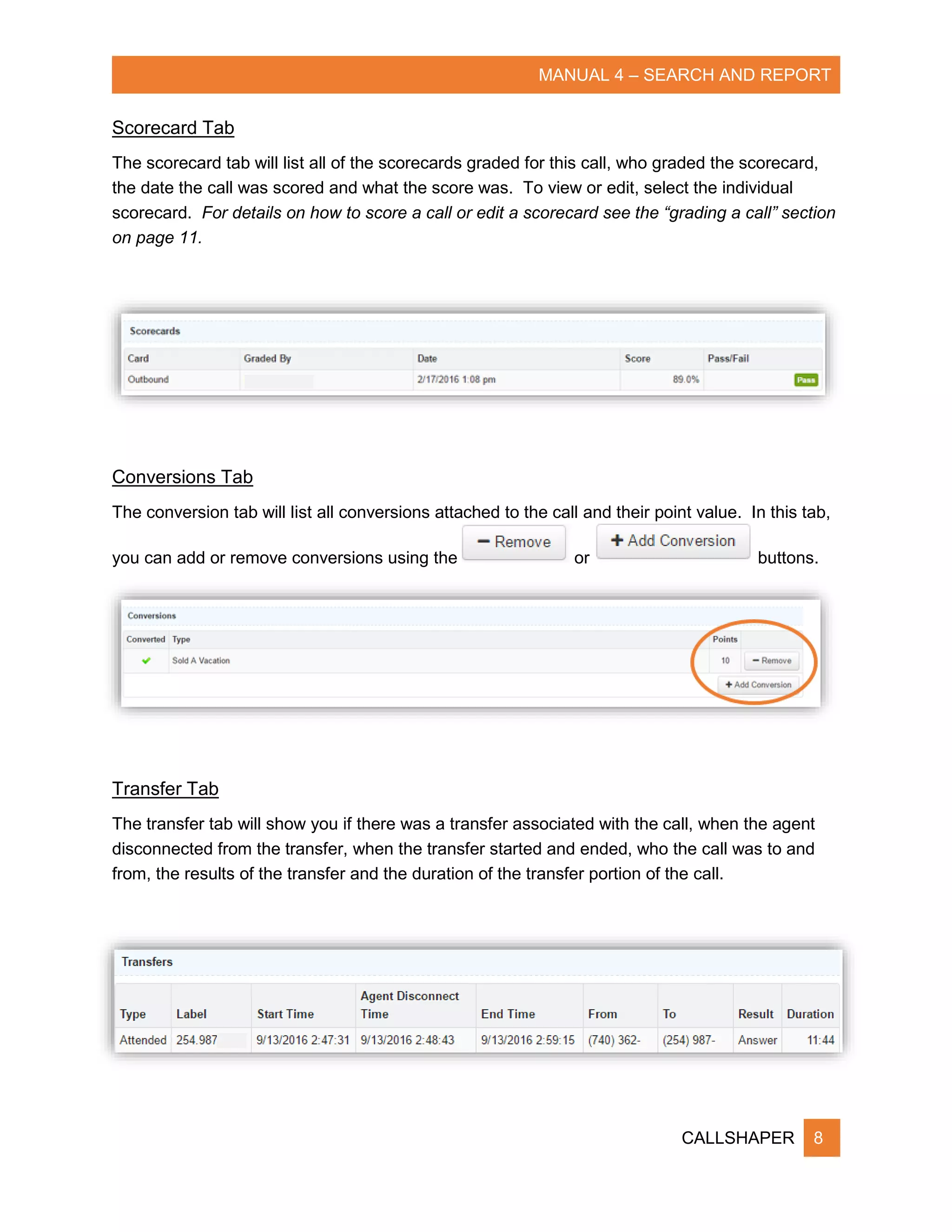 CallShaper Outbound Software Manual 4 Search and Report | PDF