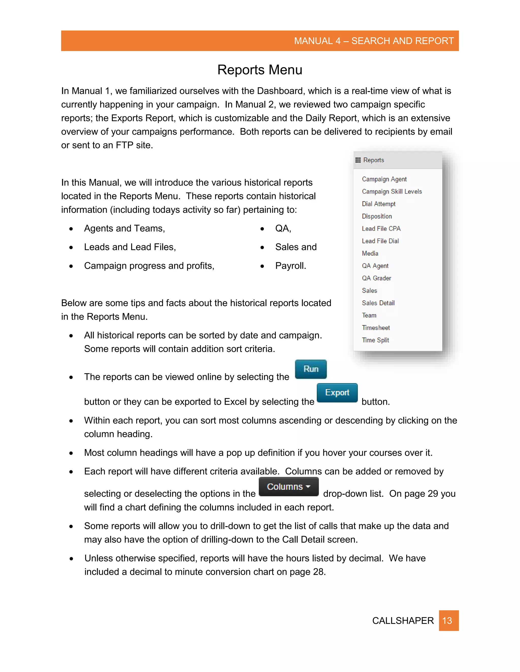 CallShaper Outbound Software Manual 4 Search and Report | PDF