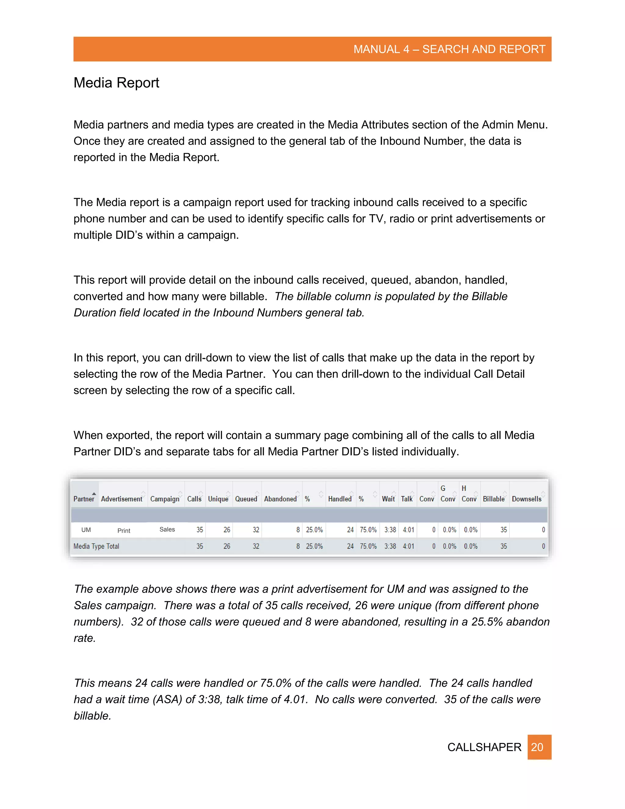 CallShaper Outbound Software Manual 4 Search and Report | PDF