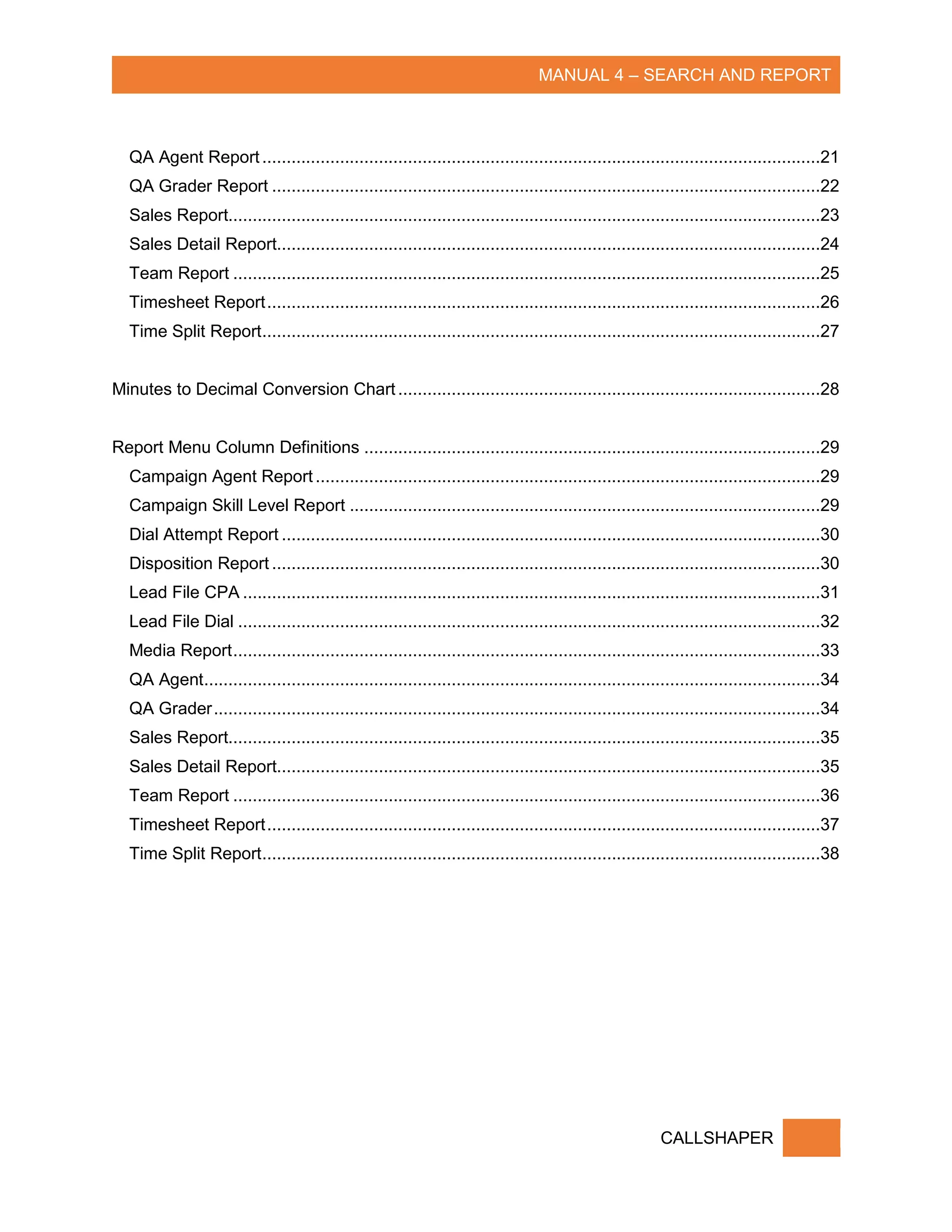 CallShaper Outbound Software Manual 4 Search and Report | PDF