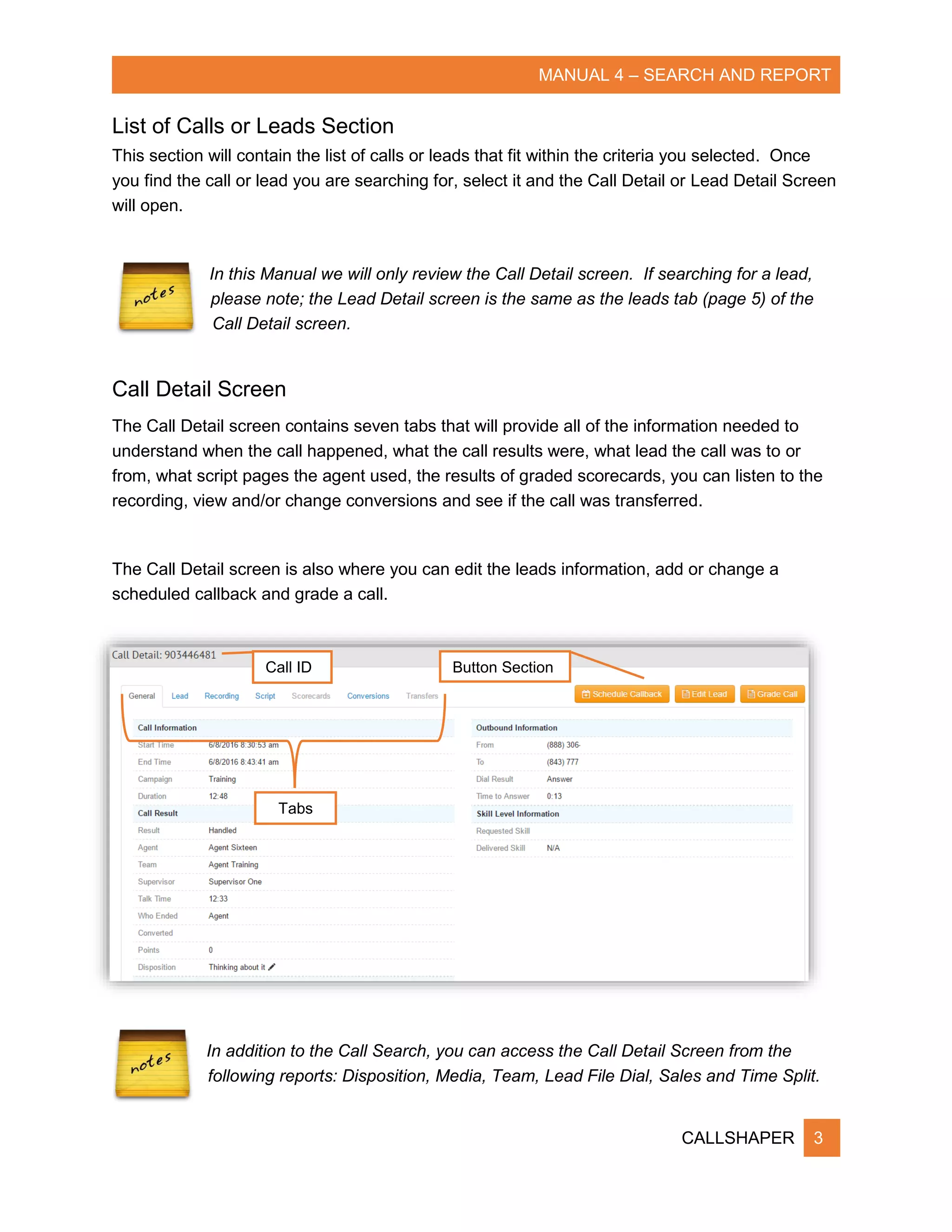 CallShaper Outbound Software Manual 4 Search and Report | PDF