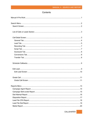 CallShaper Outbound Software Manual 4 Search and Report | PDF