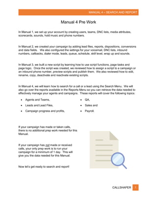 CallShaper Outbound Software Manual 4 Search and Report | PDF