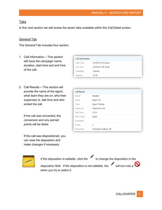 CallShaper Outbound Software Manual 4 Search and Report | PDF
