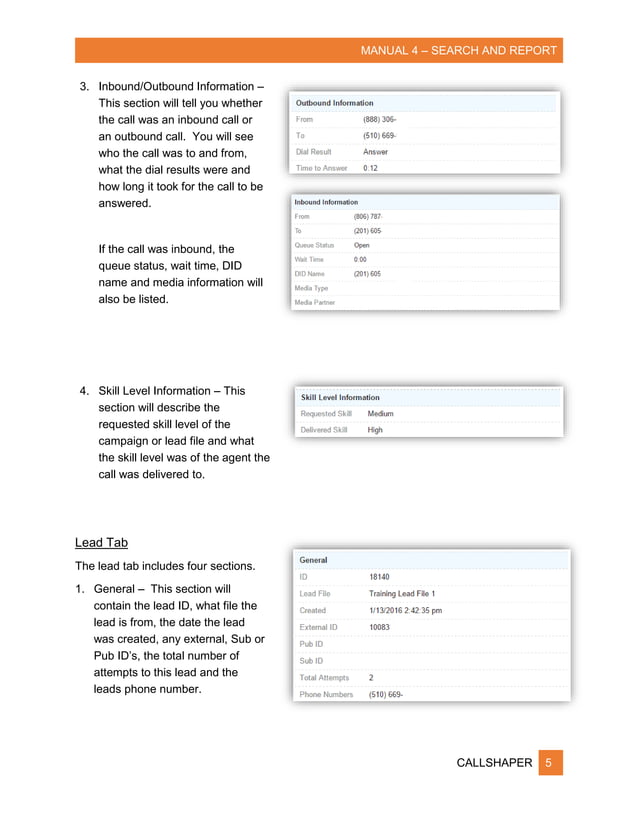 CallShaper Outbound Software Manual 4 Search and Report | PDF | Computing | Technology & Computing