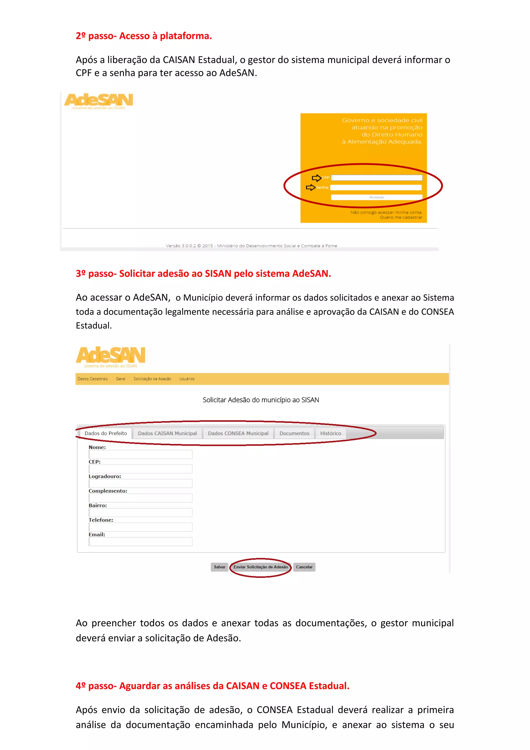 Orientações para a adesão dos municípios ao Sisan | PDF