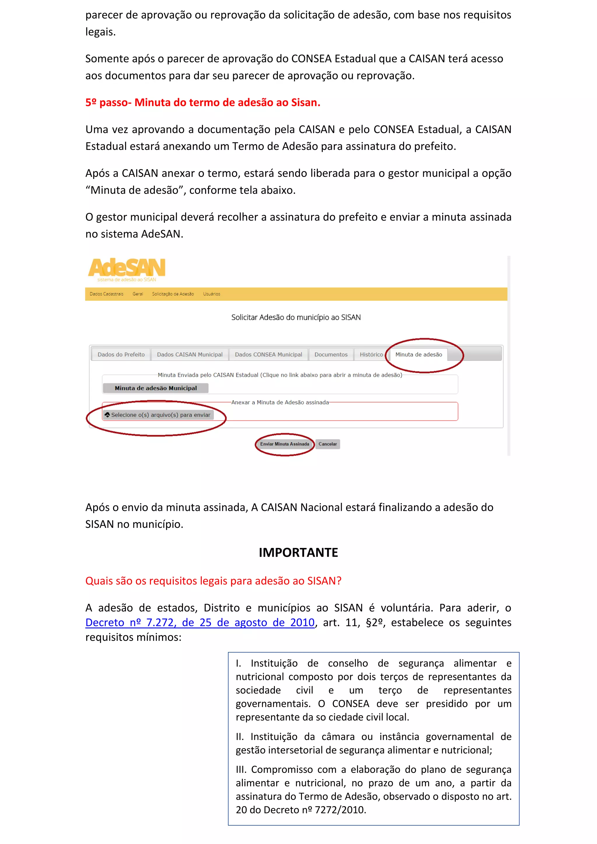 Orientações para a adesão dos municípios ao Sisan | PDF