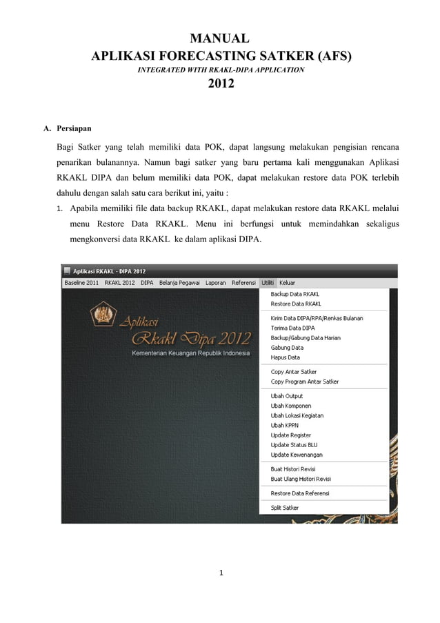 Manual afs 2012 (integrated with rkakl dipa application) (1) | PDF