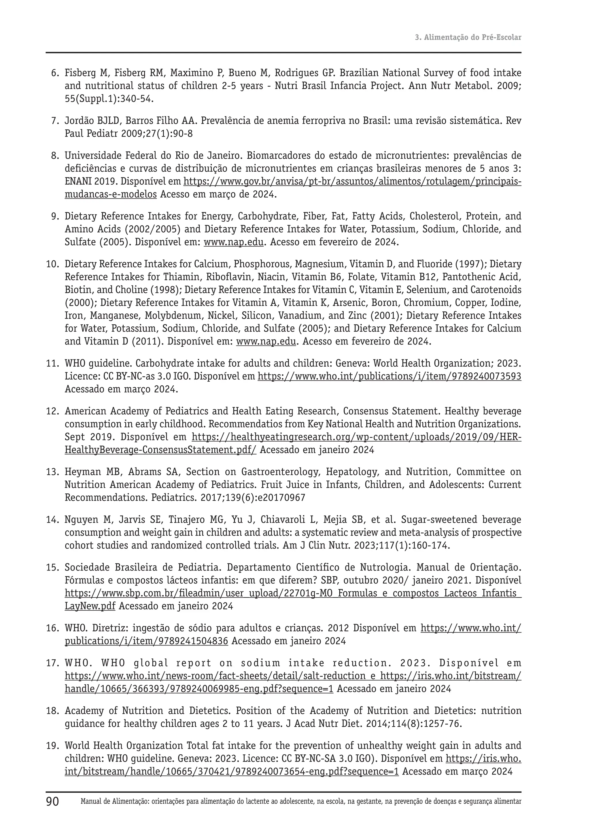 SBP: Manual de Alimentacao & Segurança Alimentar - gestação, lactente ...