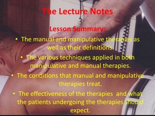 Manual and manipulative therapies | PPTX