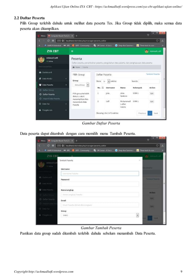Manual aplikasi ujian online zya cbt public - administrator | PDF