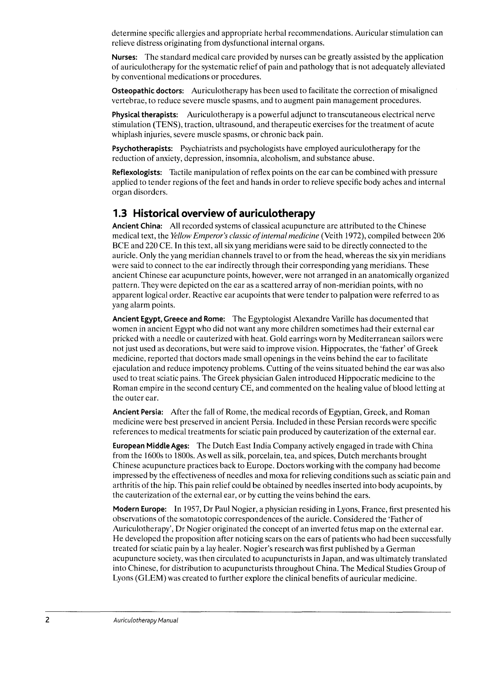 Manual auriculotherapy chinese and western systems of ear | PDF