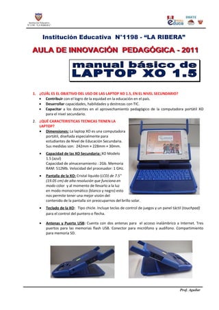 Manual basico laptop xo 1.5 secundaria a color | PDF