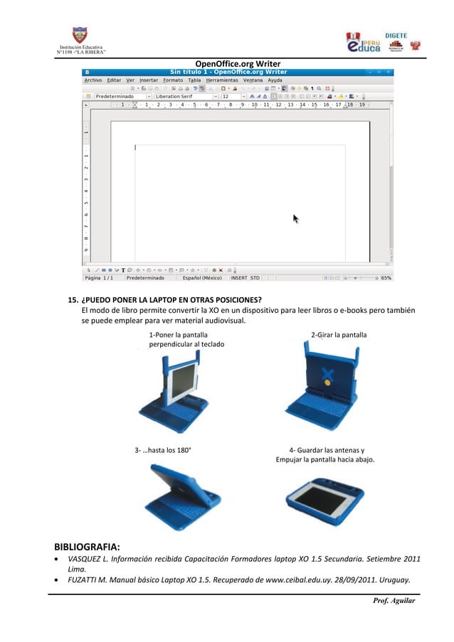 Manual basico laptop xo 1.5 secundaria a color | PDF