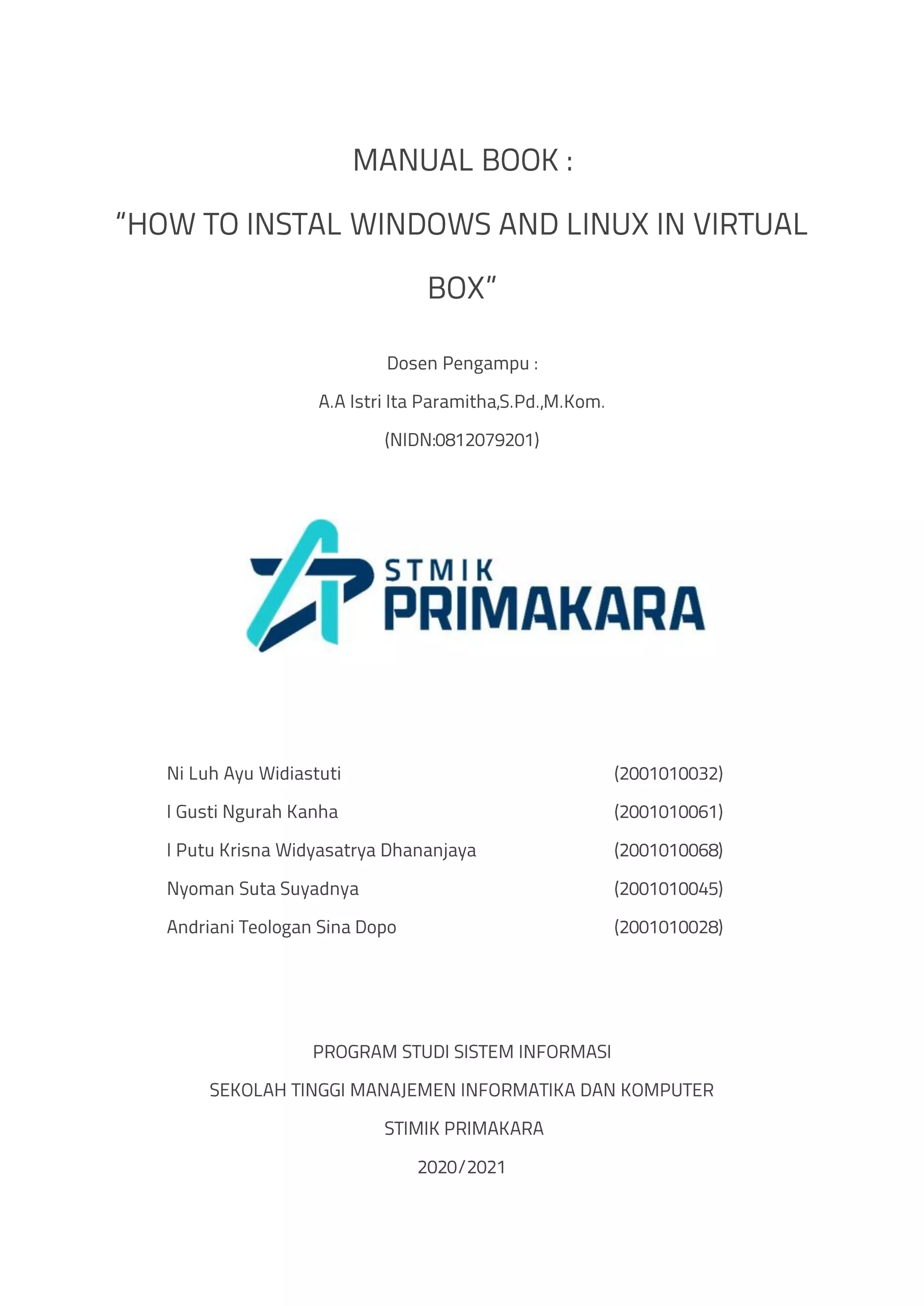 Manual Book Windows 10 and Linux Mint Installation | PDF