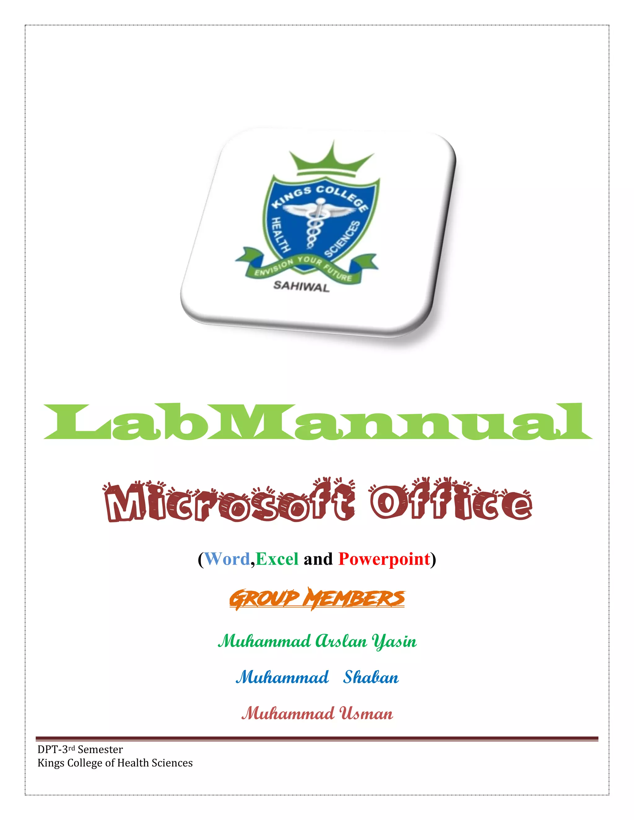 Computer Manual (Lab Mannual, Computer Application) by Muhammad Arslan ...