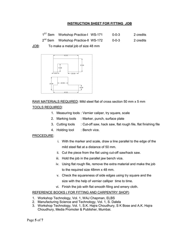 Manual carpentry & fitting shop 1st yr | PDF