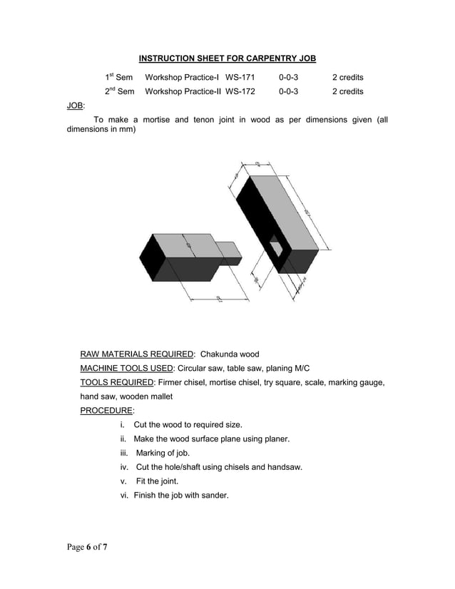 Manual carpentry & fitting shop 1st yr | PDF