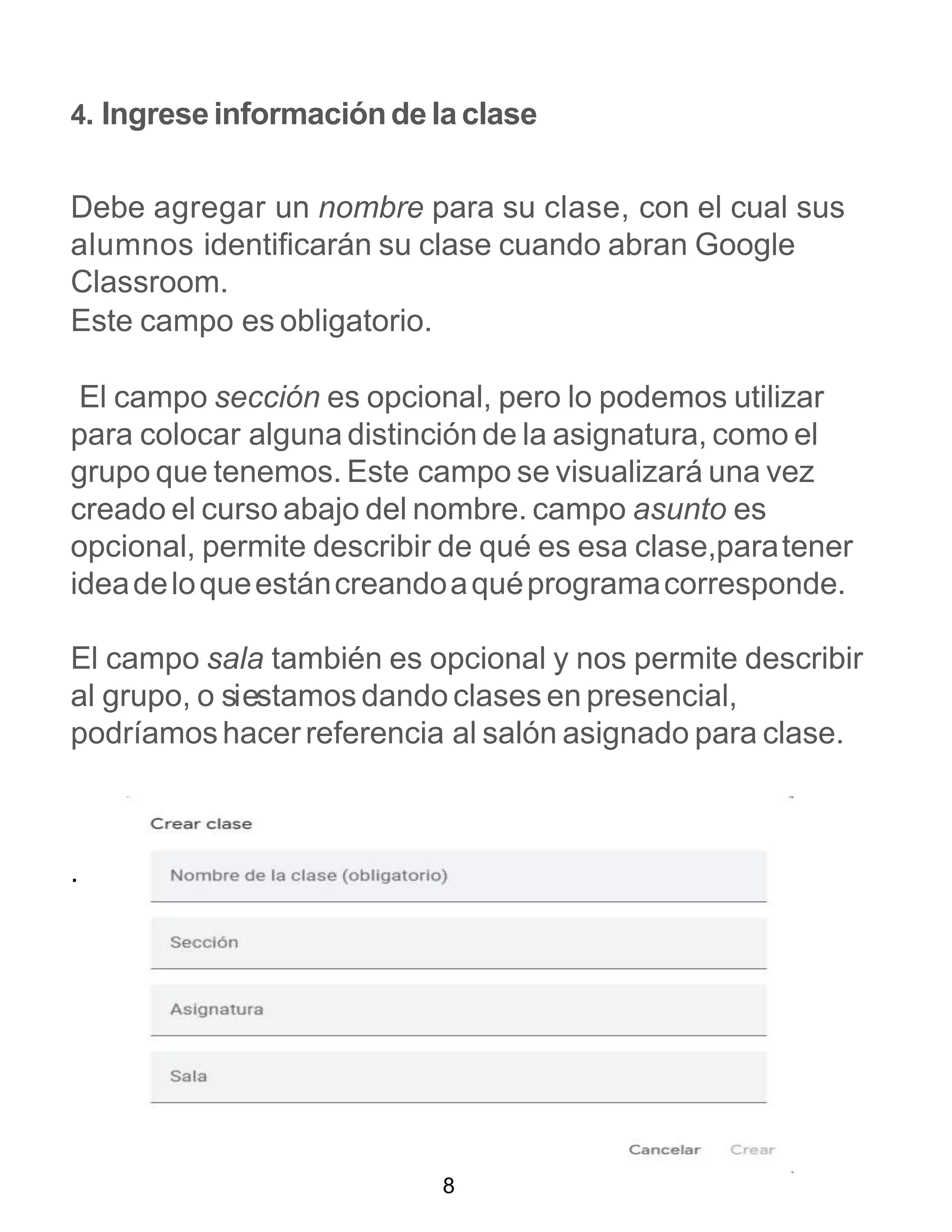 Manual Classroom. Cómo crear una clase | PPTX