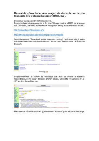 Manual clonezilla server DRBL live | PDF