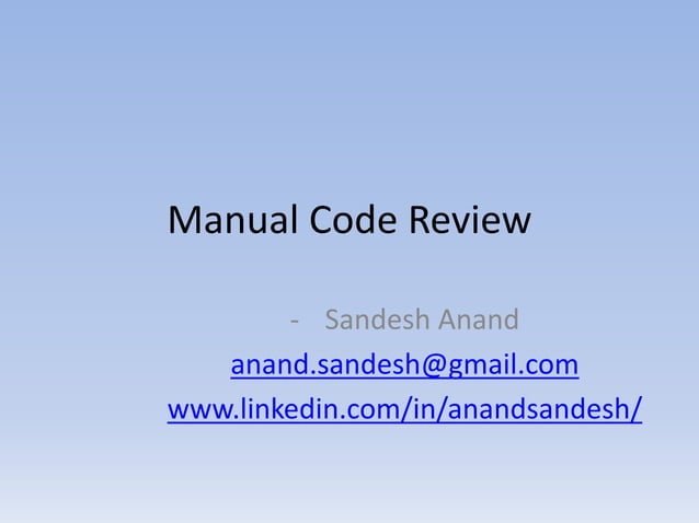 Manual Code Review | PPT