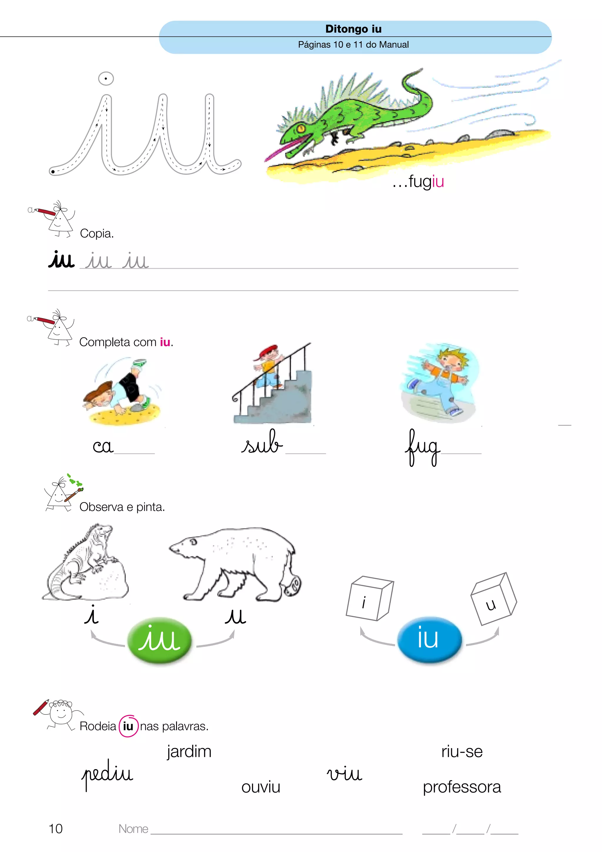 Manual com fichas de ditongos, vogais, consoantes | PDF