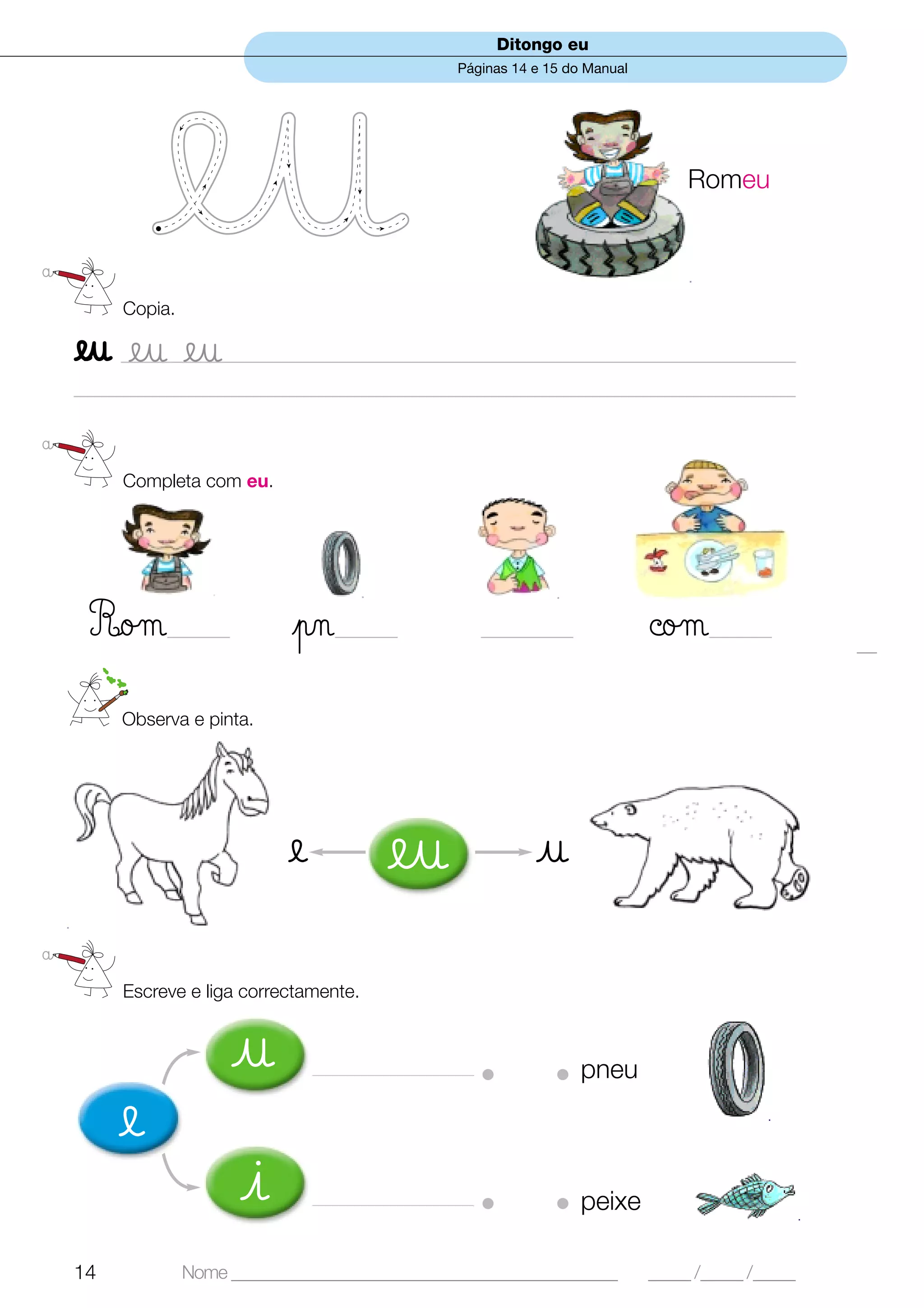Manual com fichas de ditongos, vogais, consoantes | PDF