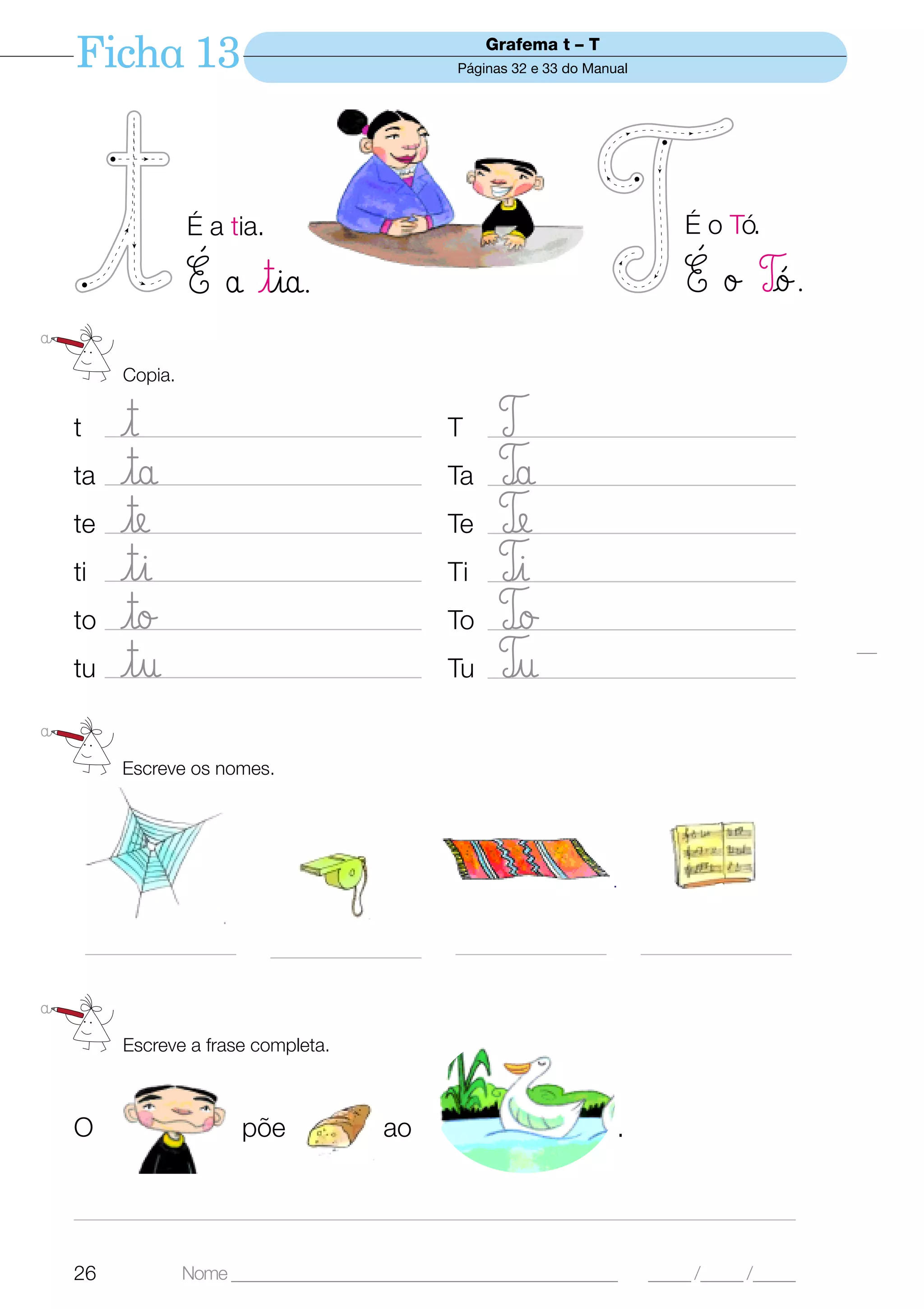 Manual com fichas de ditongos, vogais, consoantes | PDF