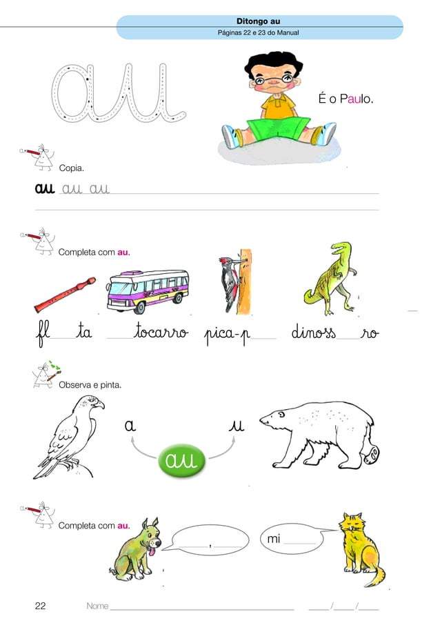 Manual com fichas de ditongos, vogais, consoantes | PDF