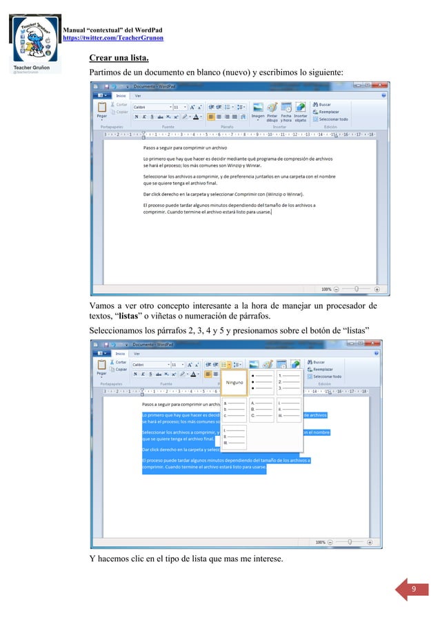 Manual contextual word pad. Practico | PDF
