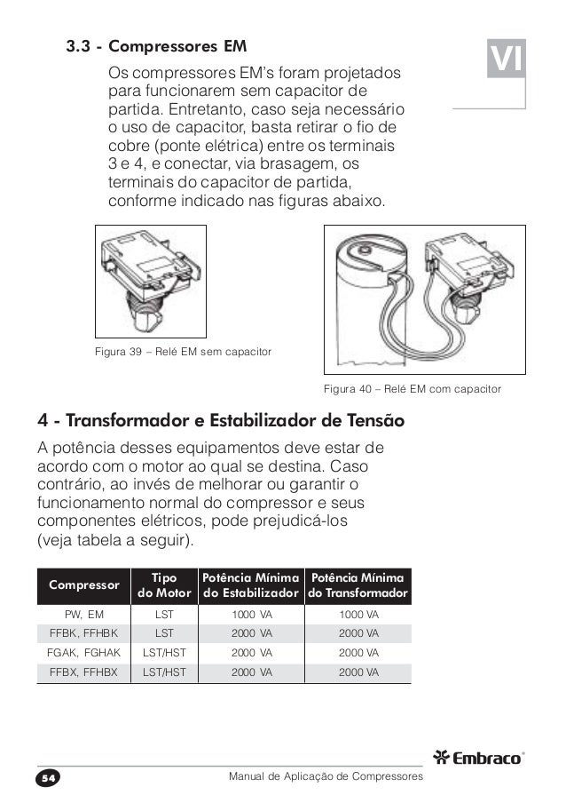 Manual de aplicação de compressores EMBRACO