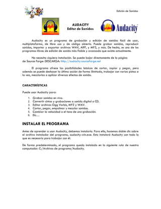 Manual de audacity | PDF