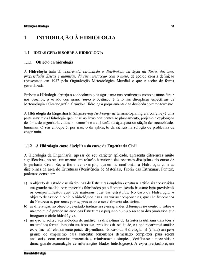Manual de aulas teoricas de hidrologia | PDF
