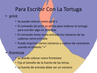 Manual De comandos Como Utilizar Los Comandos De Kturtle | PPT