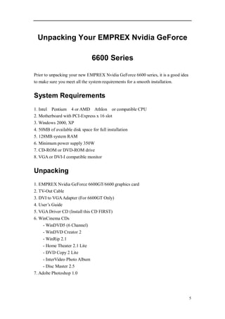 Manual de gforce 6600gt | PDF
