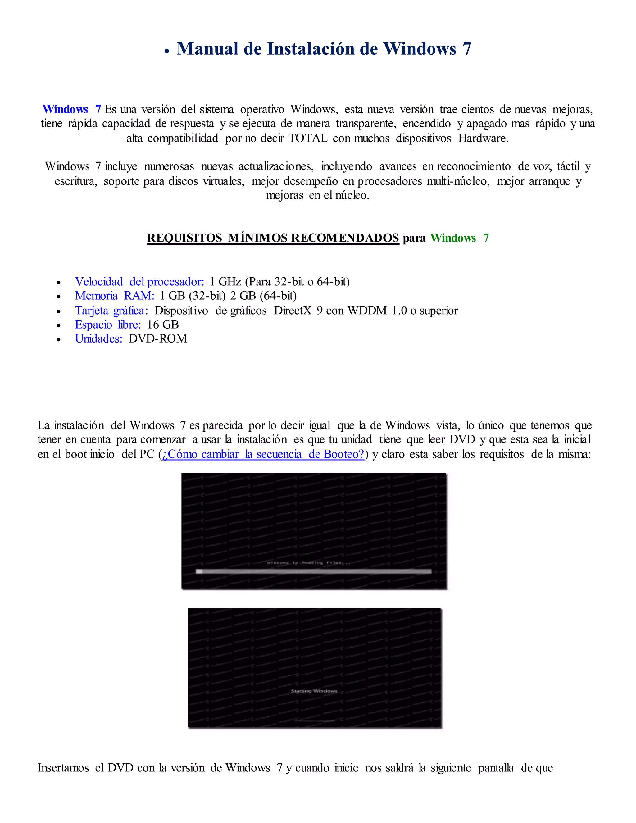 Manual de instalación de windows 7 | PDF
