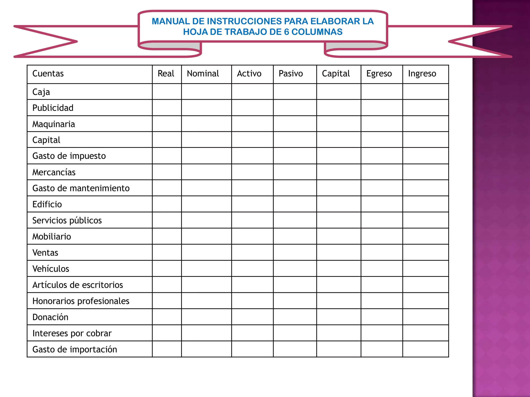 Manual de instrucciones para la elaboracion de la hoja de contabilidad ...