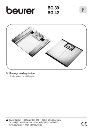 Manual de Instruções da Balança De Diagnóstico BG 39 da Beurer | PDF