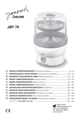 Manual de Instruções do Esterilizador A Vapor Digital JBY 76 da Beurer ...