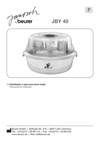 Manual de Instruções do Esterilizador A Vapor JBY 40 da Beurer | PDF